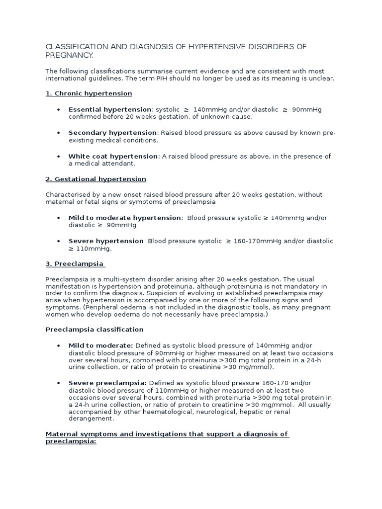 Hypertensive Disorders in Pregnancy Classification | PDF | Hypertension ...