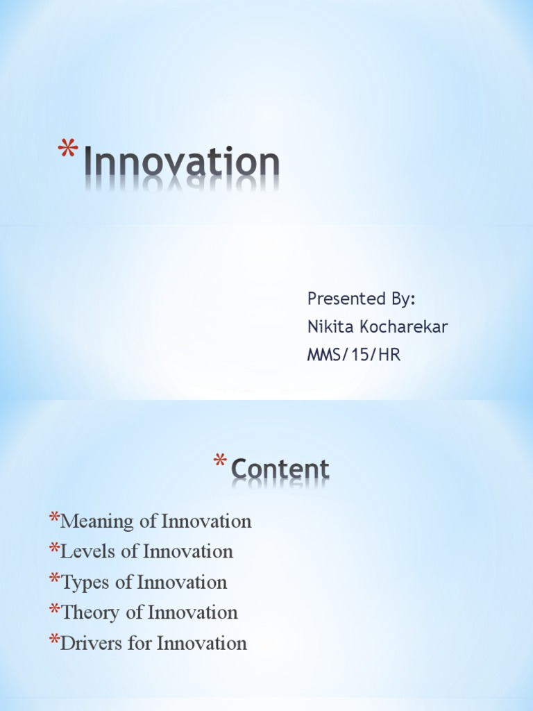 Introduction To Innovation | PDF | Innovation | Business Model