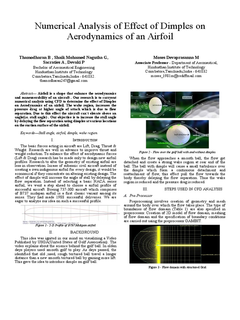 Effect of Dimples On Aerodynamics of An Airfoil | PDF | Airfoil | Lift ...