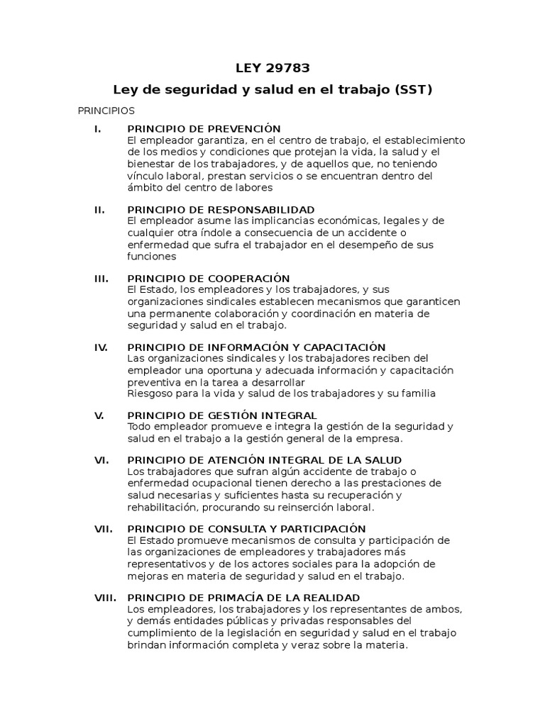 Resumen de La LEY 29783 | PDF | Derecho laboral | La seguridad