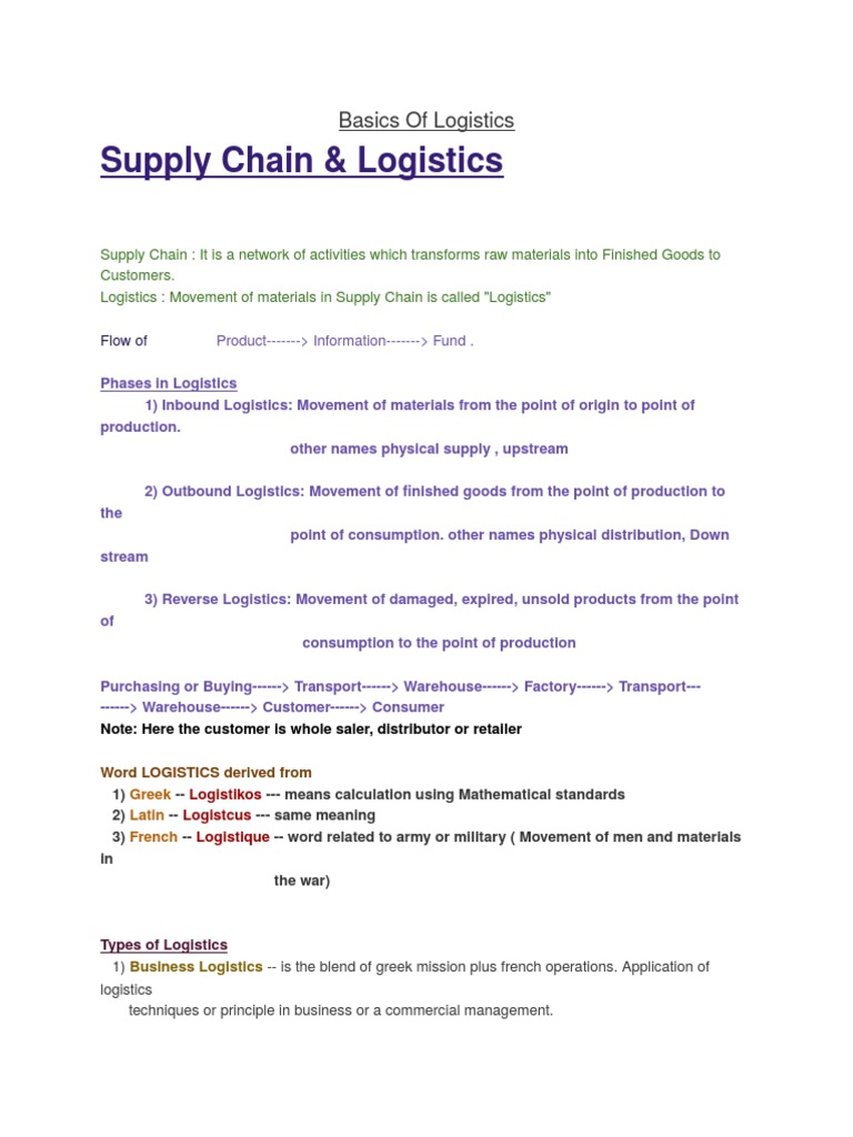 Basics of Logistics | Download Free PDF | Cargo | Containerization