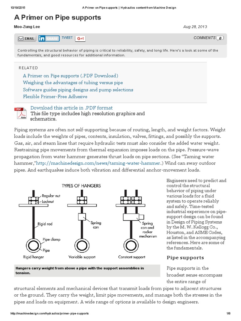 Pipe Support Basics for Engineers | PDF | Pipe (Fluid Conveyance ...