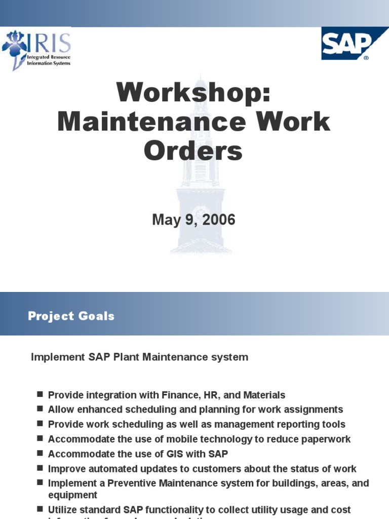 Workshop: Maintenance Work Orders | PDF | Maintenance | Safety