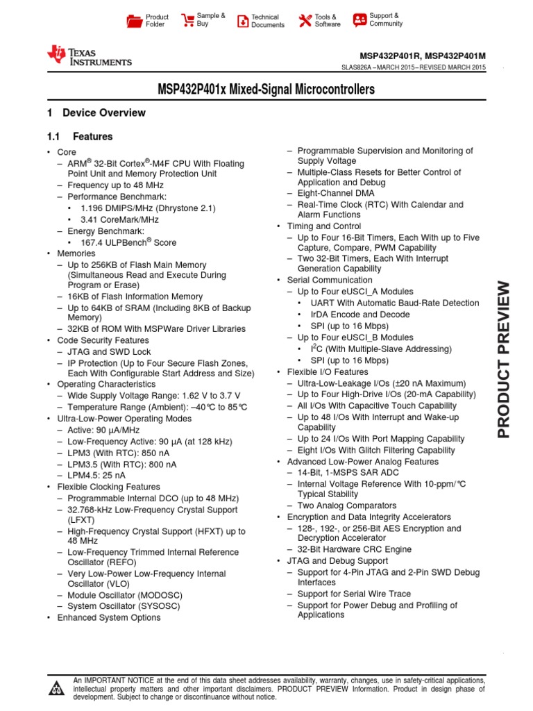 MSP432 Datasheet | PDF