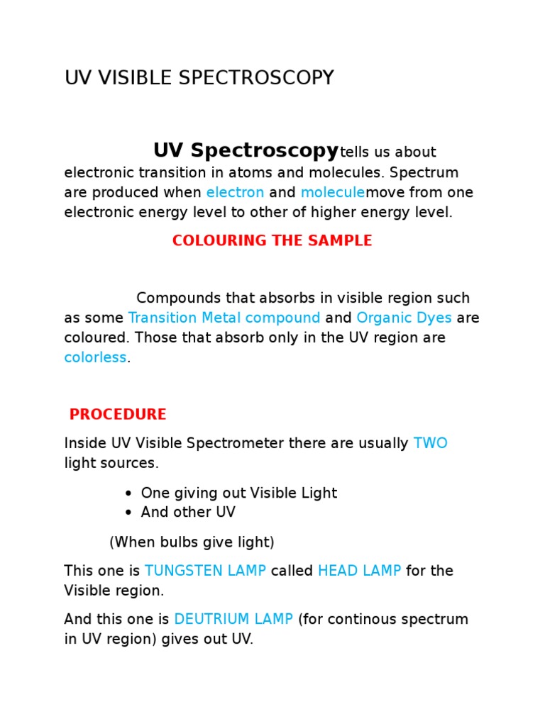 Uv Visible Spectros | PDF | Ultraviolet | Spectroscopy