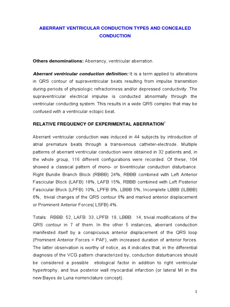 Aberrant Ventricular Conduction Types and Concealed Conduction ...