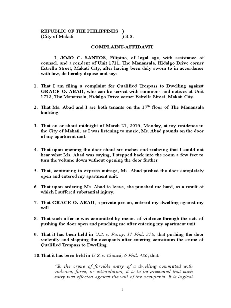 Complaint Affidavit | Legal Procedure | Criminal Justice