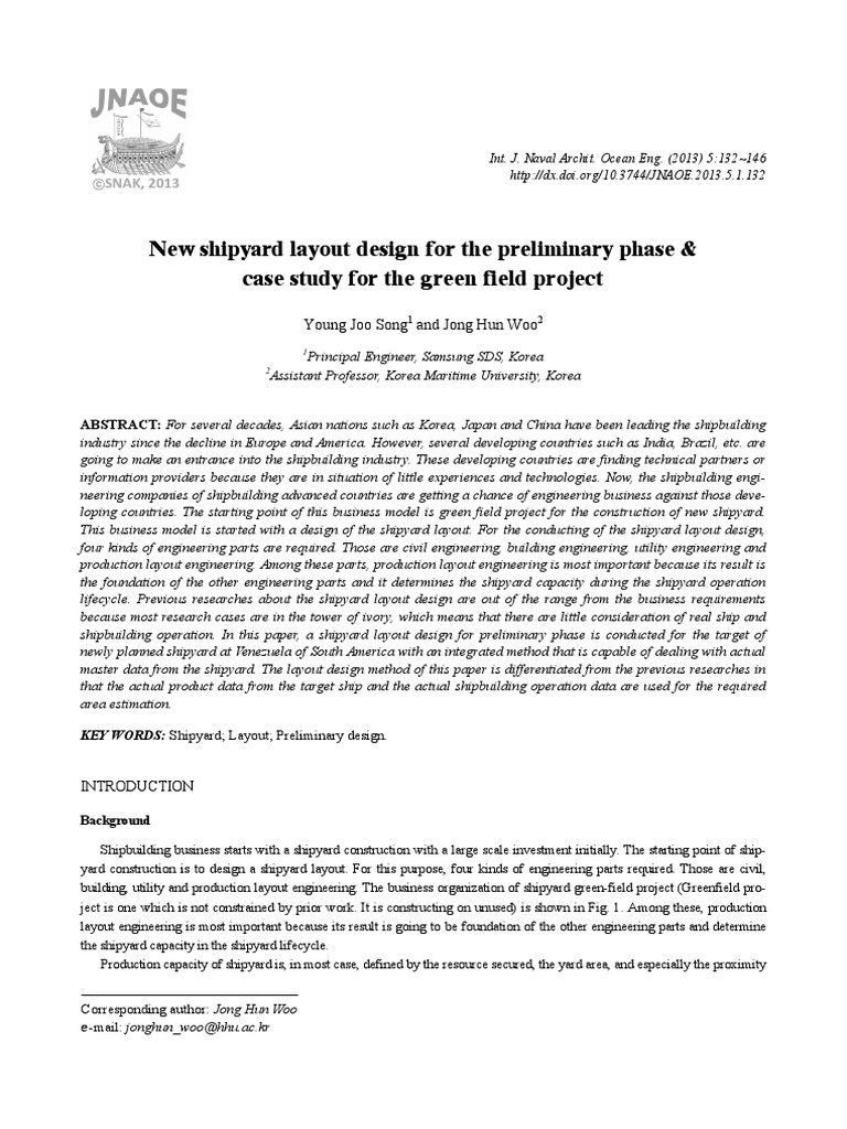 New Shipyard Layout Design For The Preliminary Phase & Case Study For ...