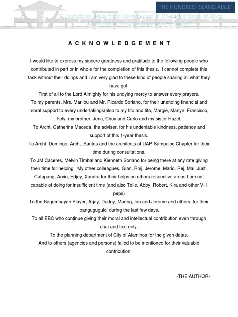 Acknowledgments for Thesis Completion | PDF