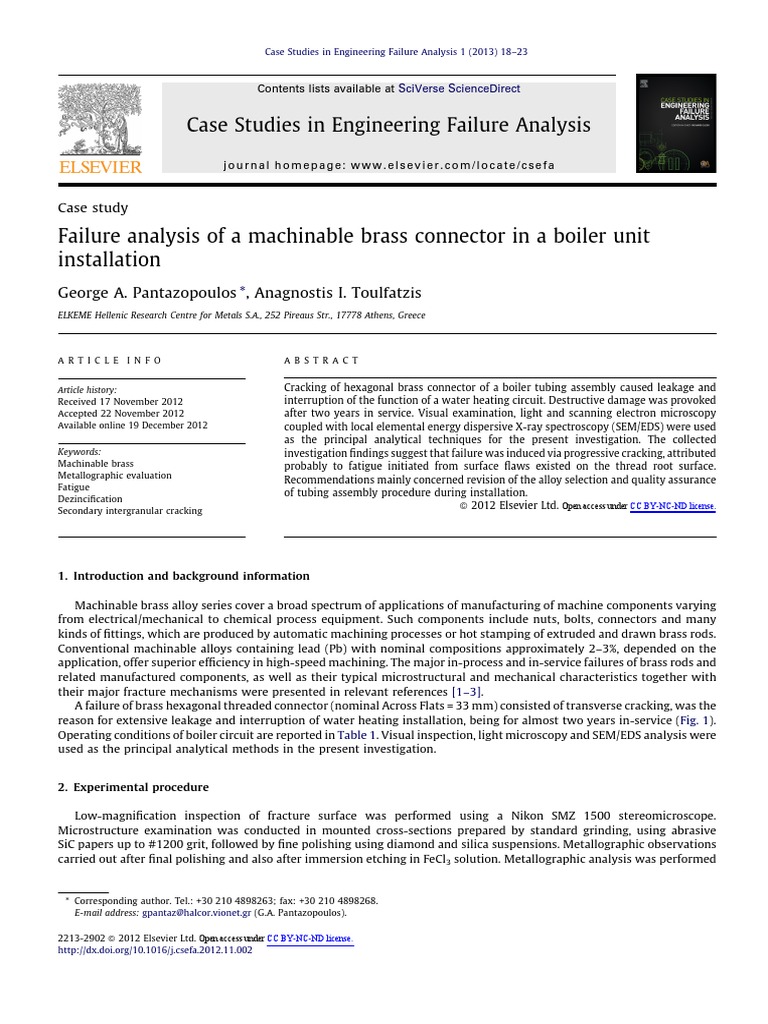 Failure Analysis of A Machinable Brass Connector in A Boiler Unit ...
