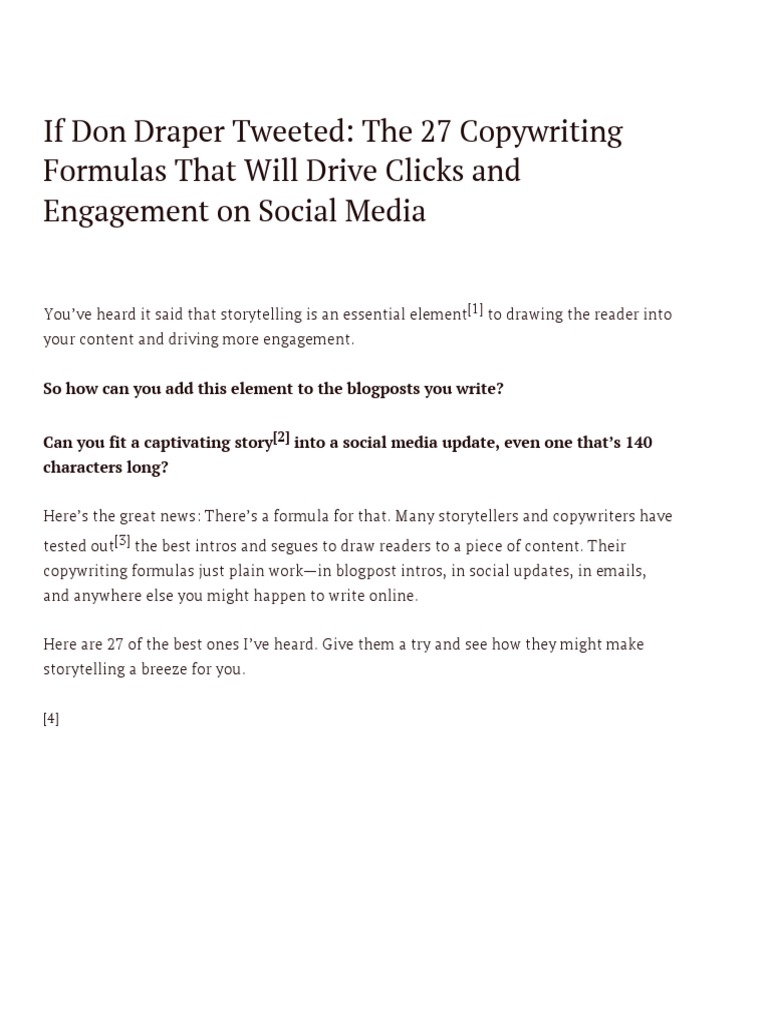 27 Effective Copywriting Formulas | PDF | Copywriting | Storytelling