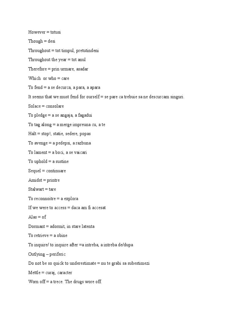 Expresii Si Cuvinte in Engleza