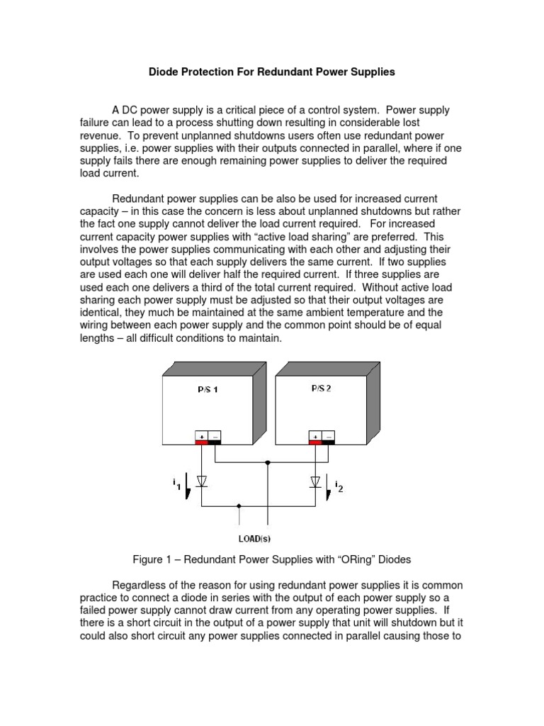 Diode Protection for Redundant Power Supplies | Power Supply | Diode