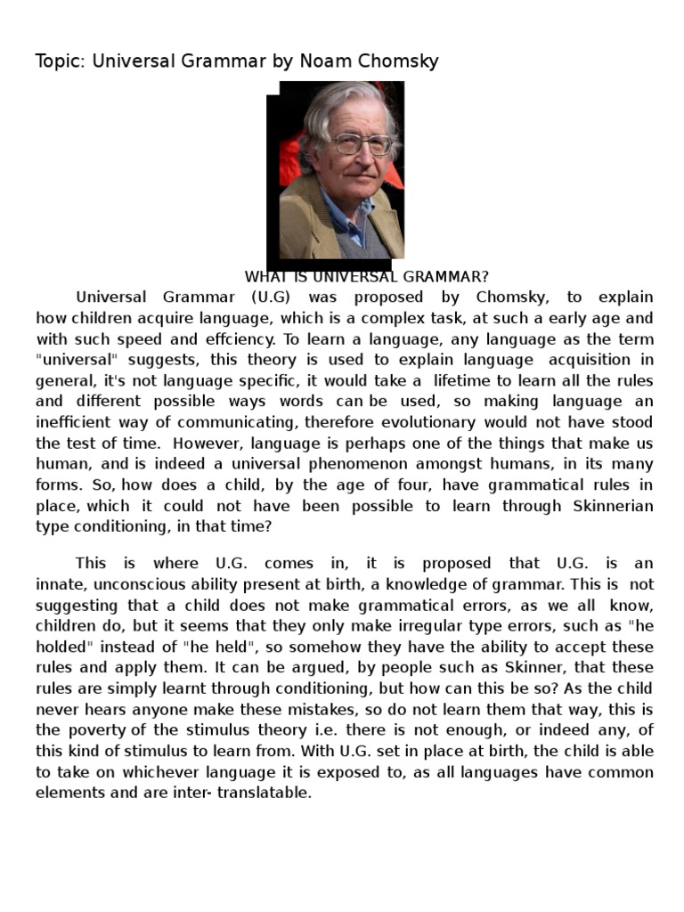 Topic: Universal Grammar by Noam Chomsky | PDF | Wellness