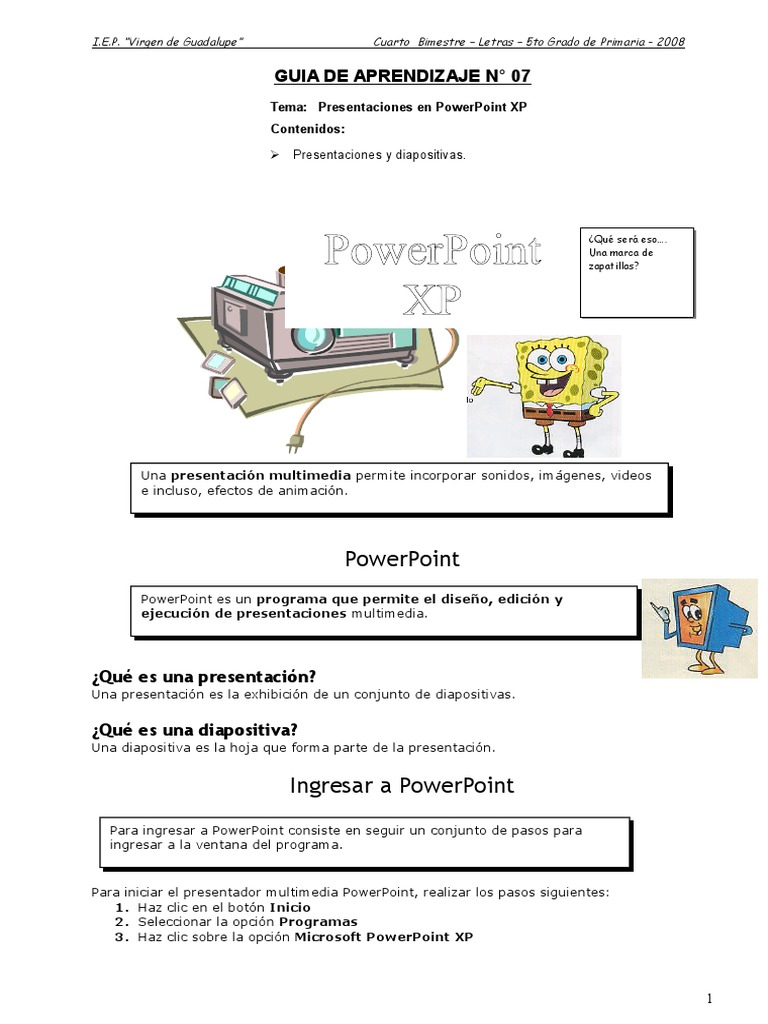 Guia de Aprendizaje para Quiento Computacion | PDF | Microsoft PowerPoint | Point and Click