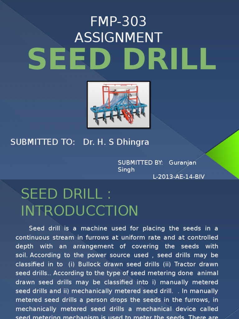 Seed Drill | PDF | Plough | Sowing