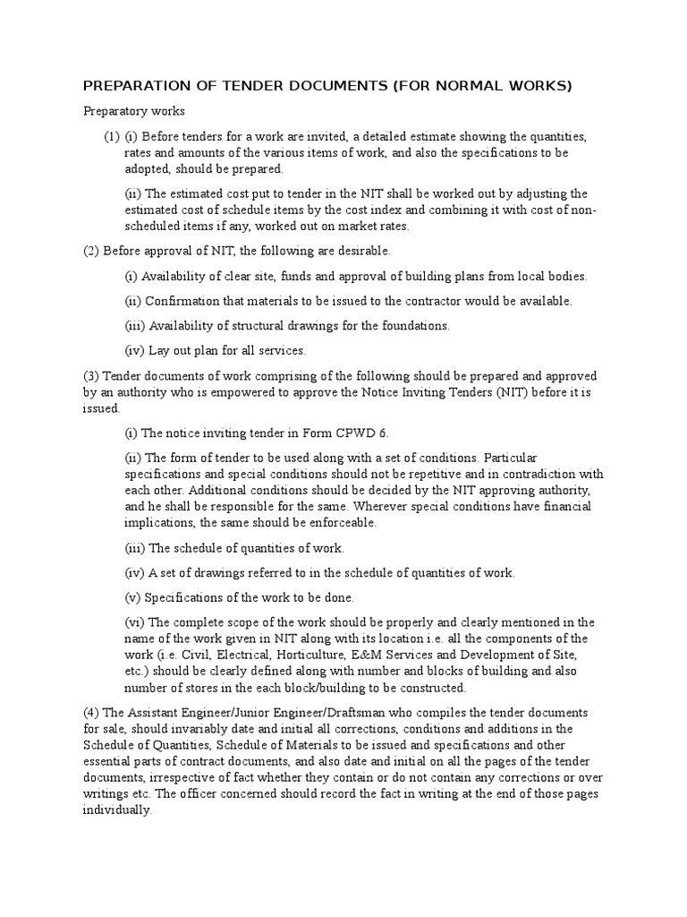 Preparation of Tender Document | PDF | Specification (Technical ...