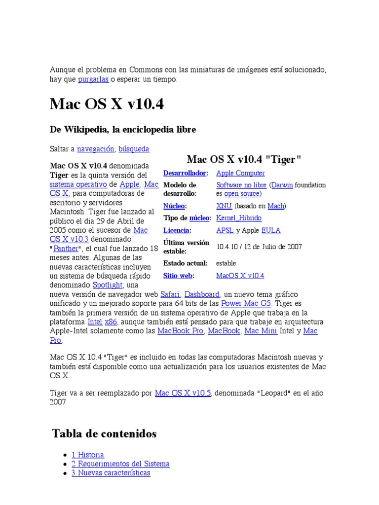 Mac OS X v10 4 - Wikipedia, La Enciclopedia Libre | PDF | Mac Os X ...