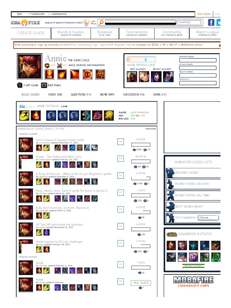 Annie Build Guides - League of Legends Strategy Builds | PDF ...