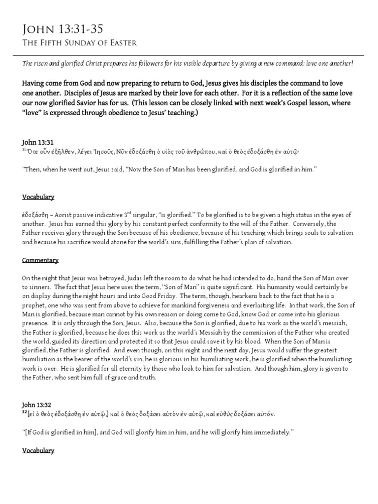 John 13 31-35 Text Study | PDF | Gospel Of John | Jesus