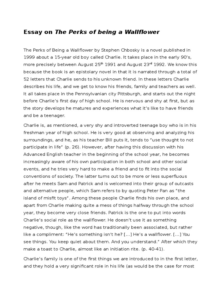 Essay On Perks of Being A Wallflower | PDF