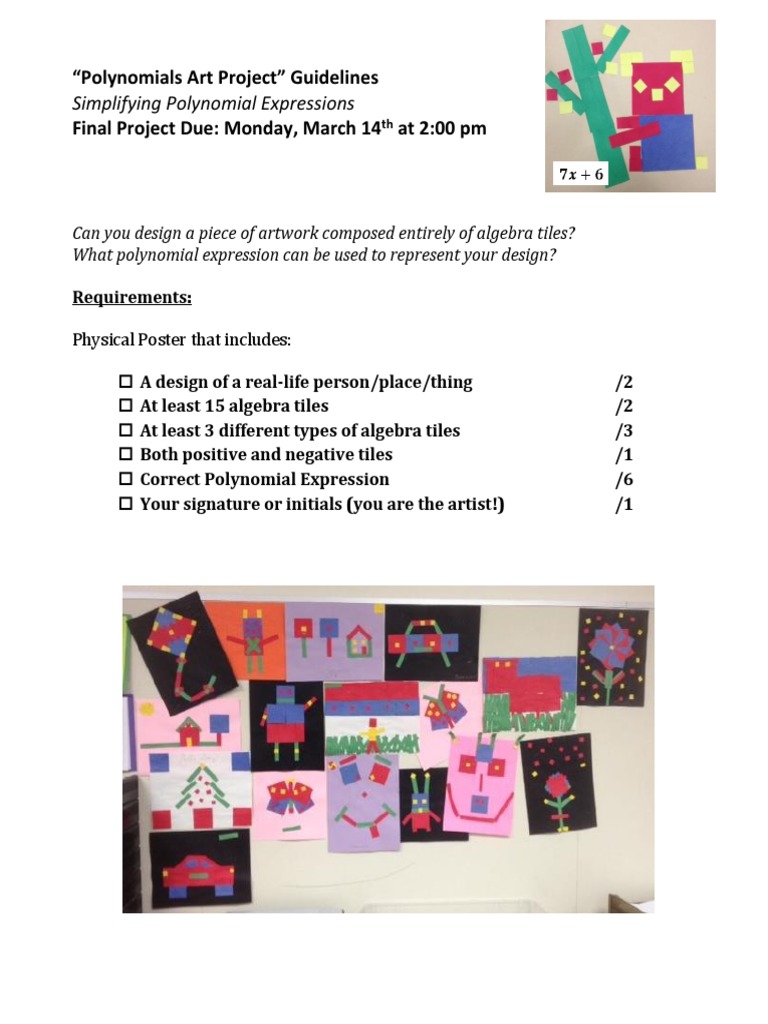 Polynomials Art Project | PDF | Algebra | Teaching Mathematics