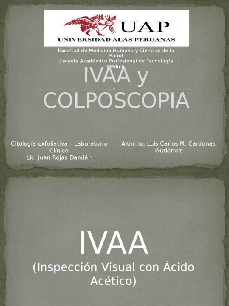 IVAA y Colposcopia: Diagnóstico Ginecológico | PDF | Medicina CLINICA ...