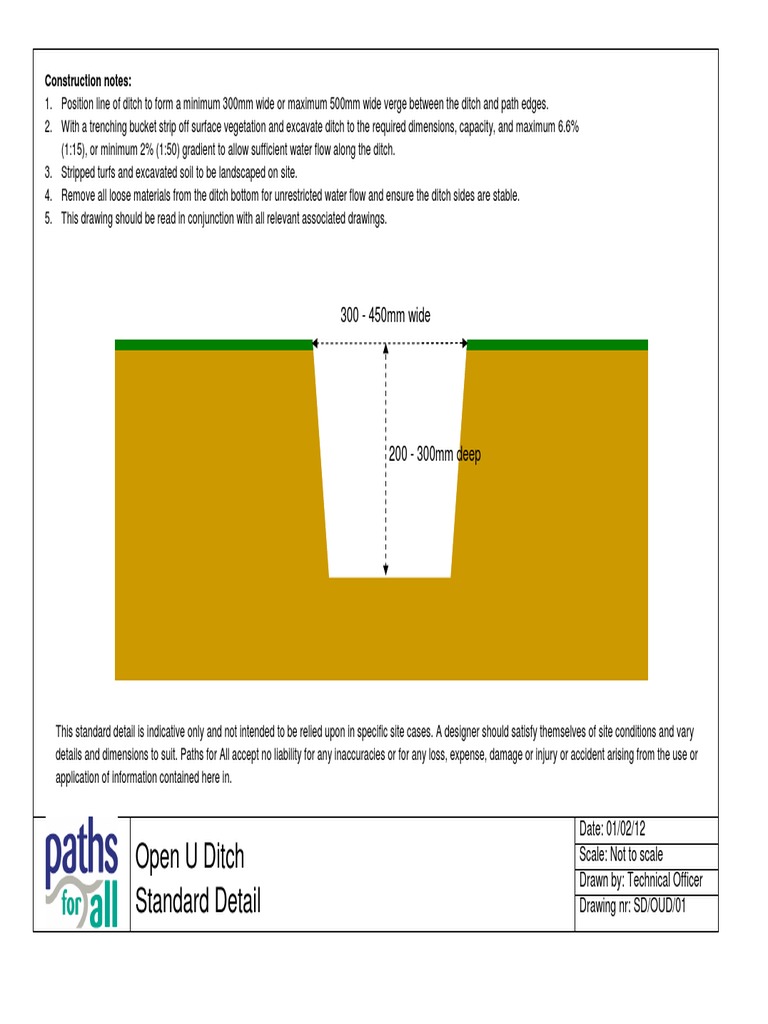 Open U Ditch - Standard Detail Drawing & Specification Details | PDF