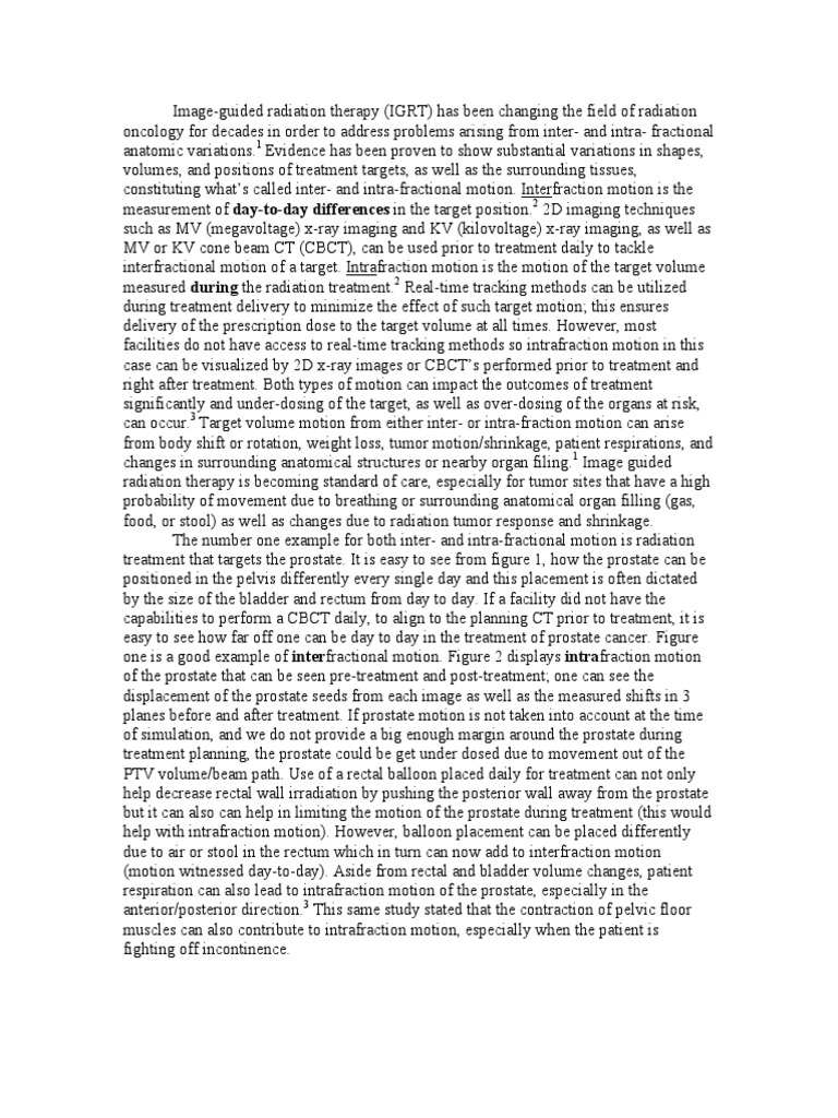 Intrafraction Motion Vs Interfraction Motion | PDF | Radiation Therapy ...