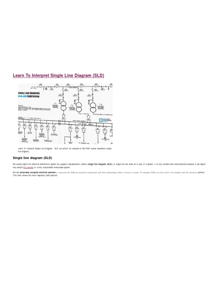 Learn To Interpret Single Line Diagram (SLD) | PDF | Switch | Transformer