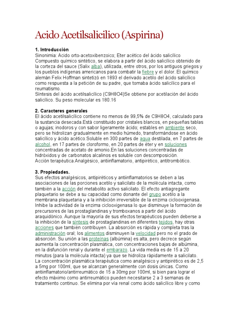 Acido Acetilsalicilico | PDF | Aspirina | Antiinflamatorio