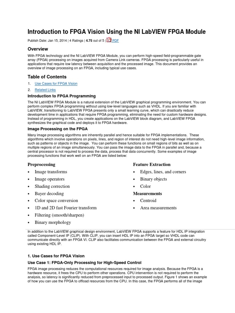 FPGA Vision Using The NI LabVIEW | PDF | Field Programmable Gate Array | Hardware Description ...