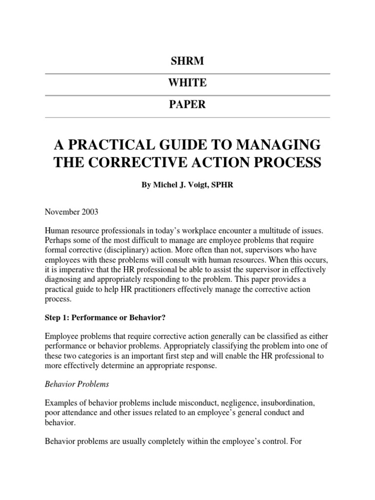 Corrective Action | PDF | Supervisor | Employment