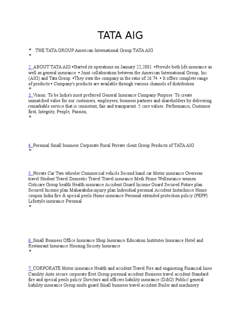 Tata Aig | PDF | Insurance | Life Insurance