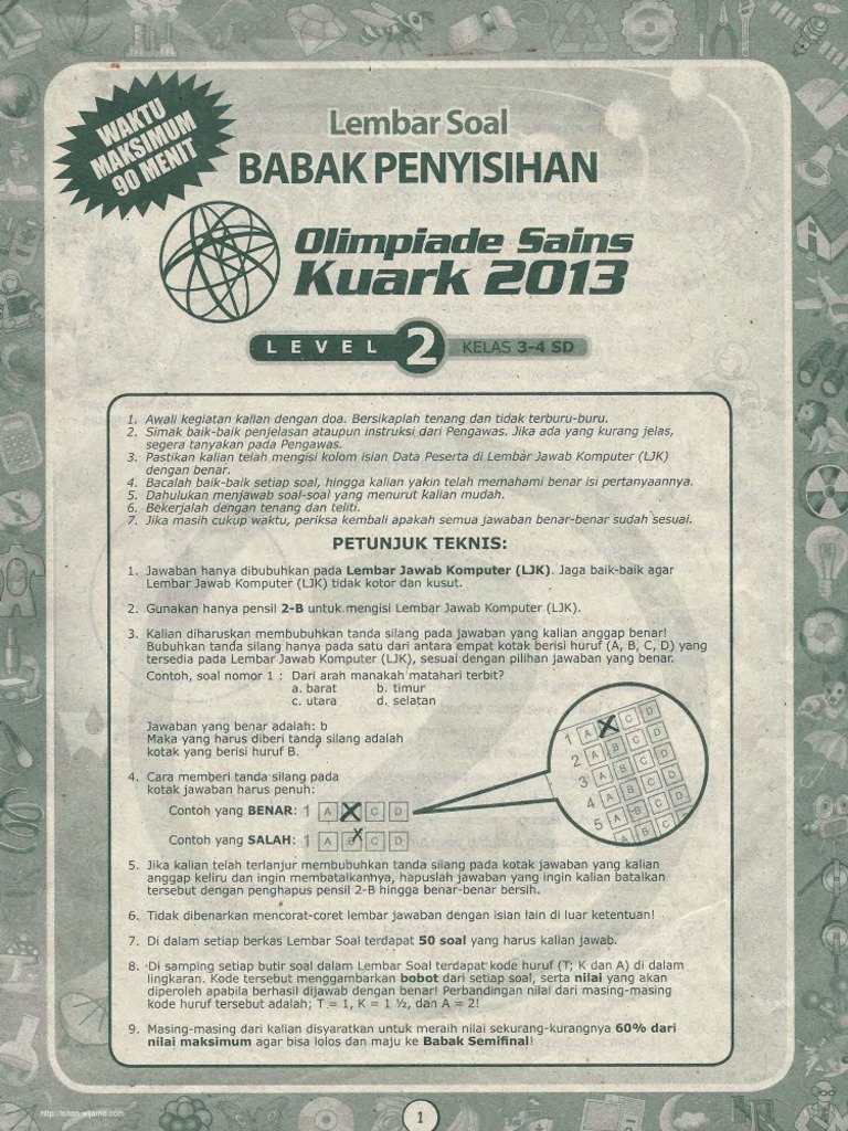 Soal Olimpiade Sains Kuark 2013 Level 2 Penyisihan PDF | PDF
