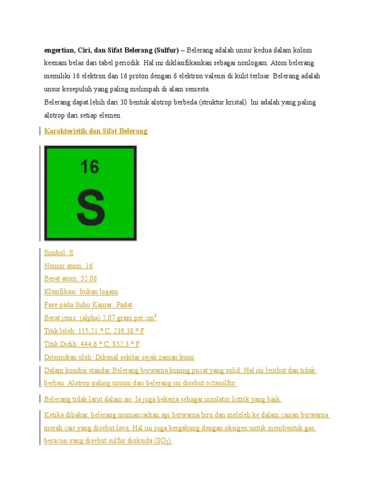 Sulfur | PDF | Ilmu Sosial | Seni