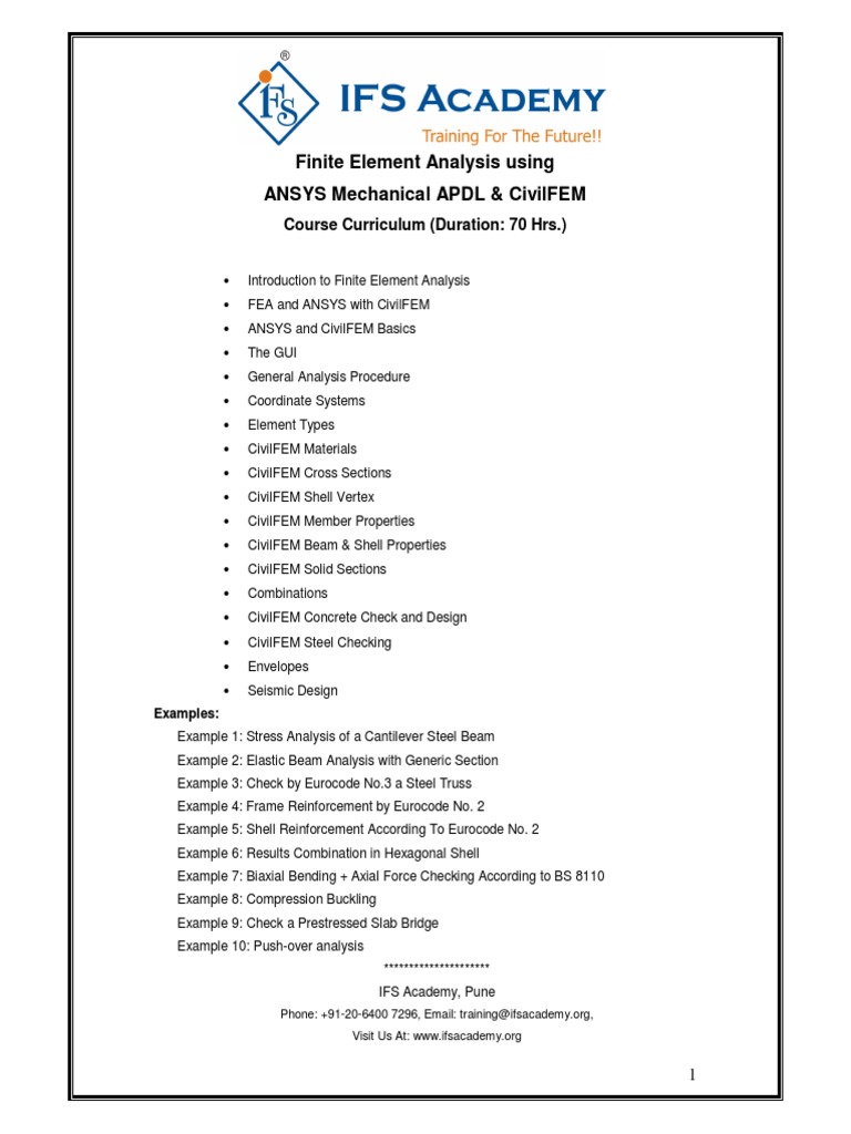 FEA with ANSYS & CivilFEM Course | PDF