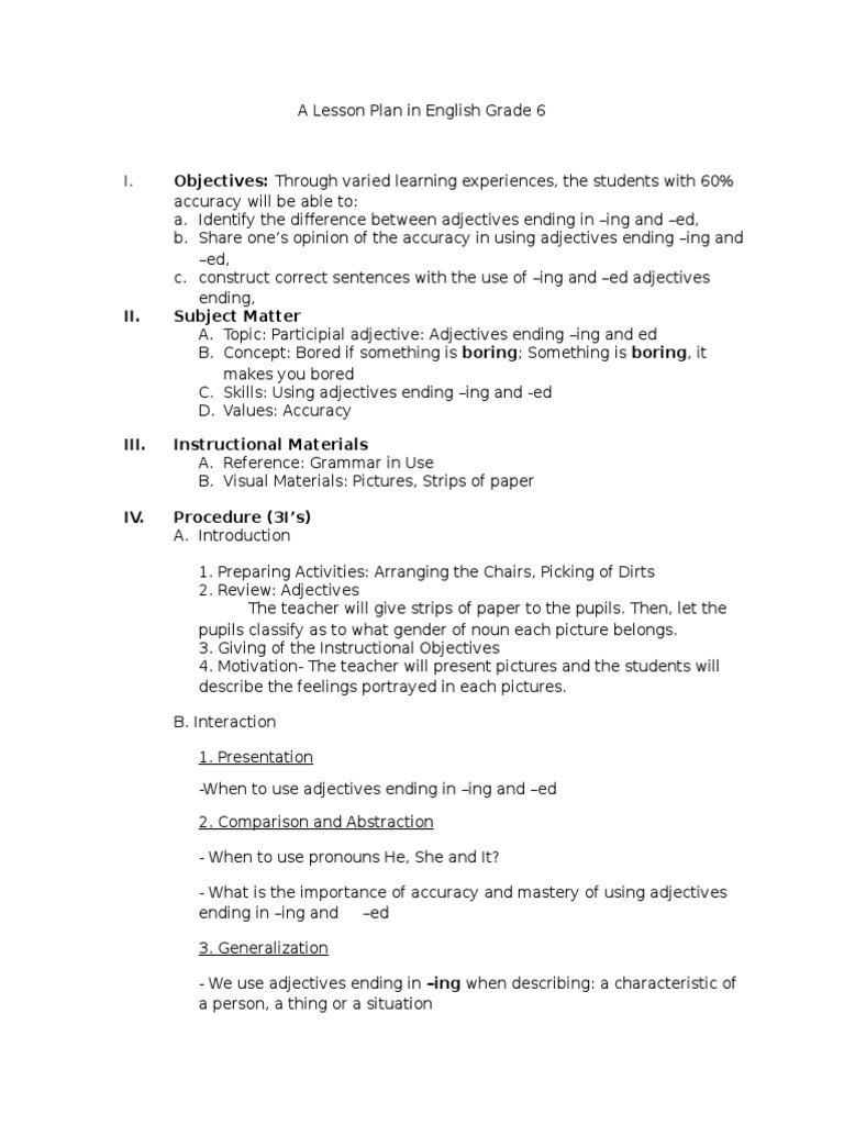 Lesson Plan in English | PDF