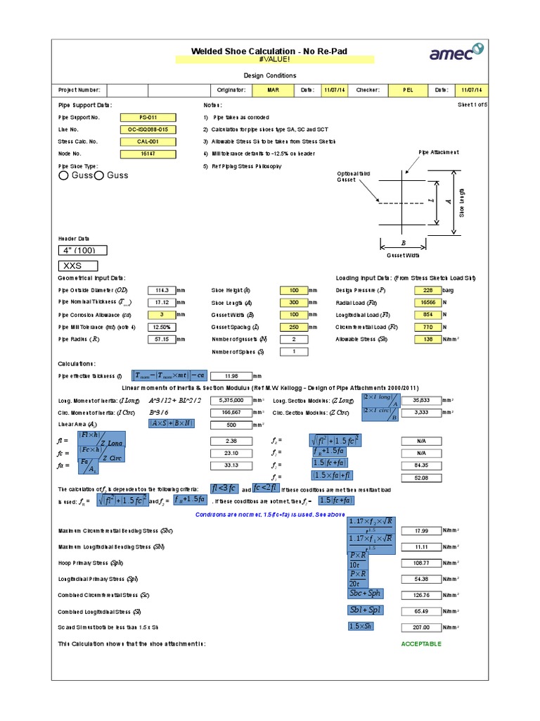 Pipe Shoe Stress Analysis | PDF | Pipe (Fluid Conveyance) | Bending