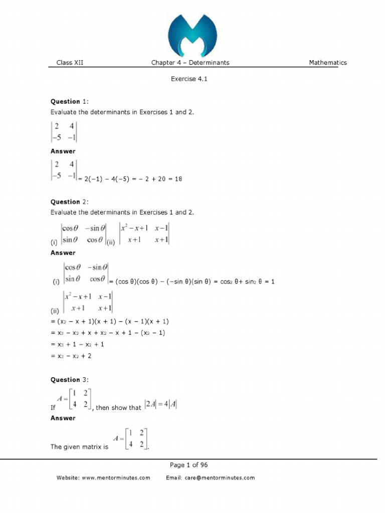 IIT Level Matrices Worksheet With Solution | PDF