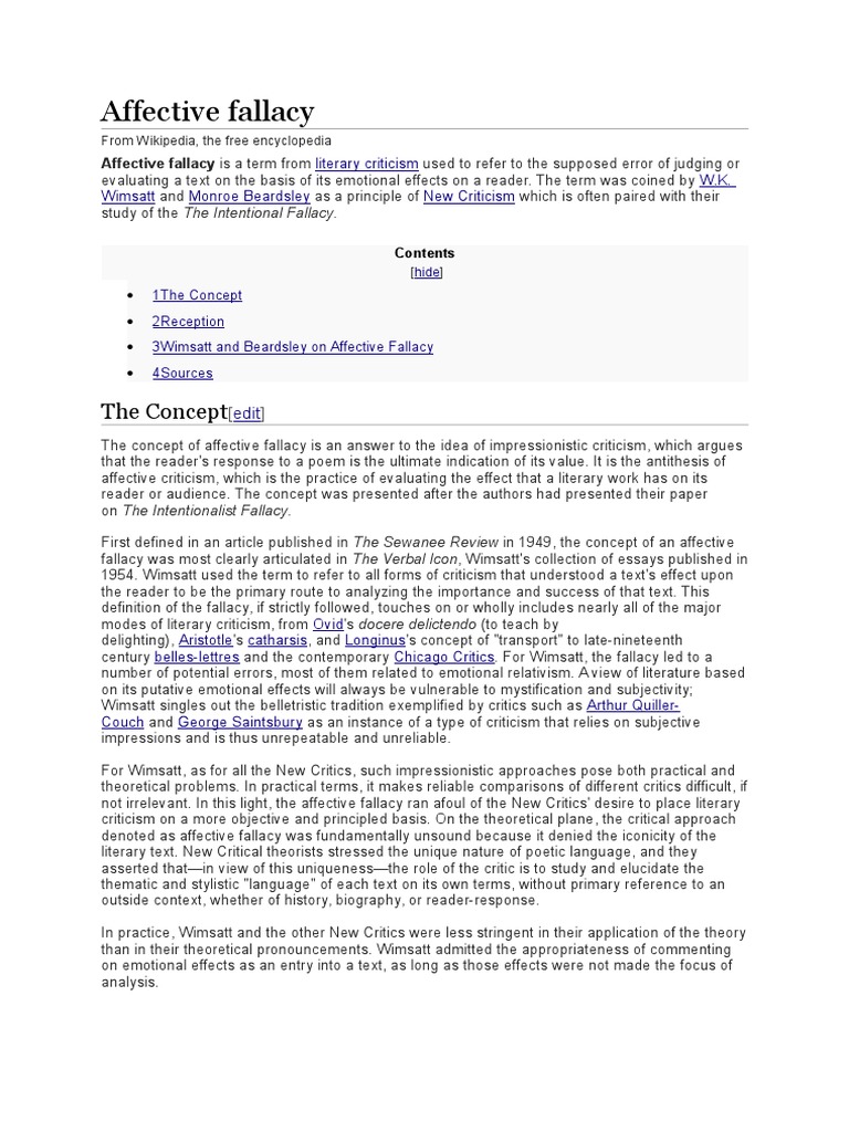 Affective Fallacy | PDF | Interpretation (Philosophy) | Philosophical Movements
