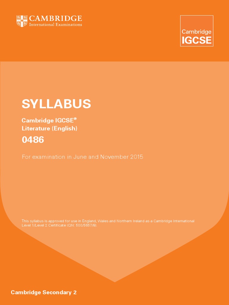 GCSE Literature Syllabus | PDF | Curriculum | Educational Assessment