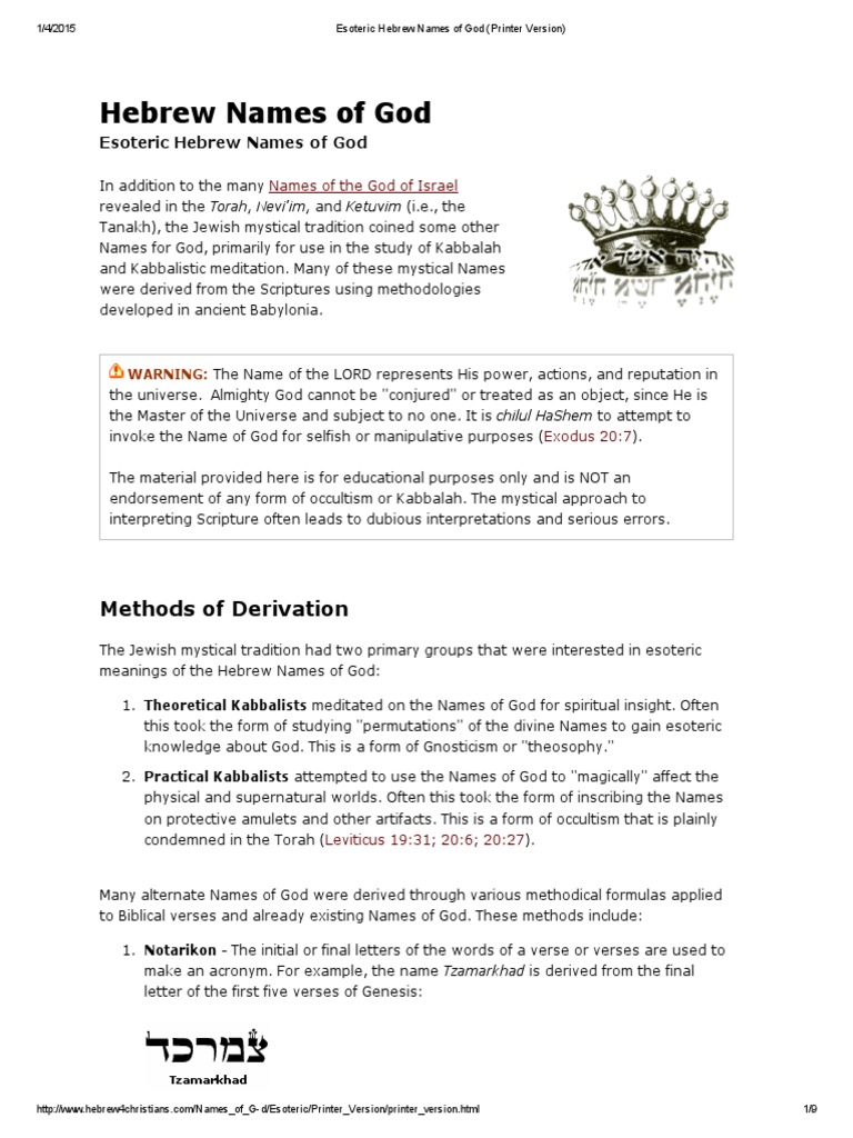 Esoteric Hebrew Names of God Explained | PDF | Tetragrammaton | Names ...