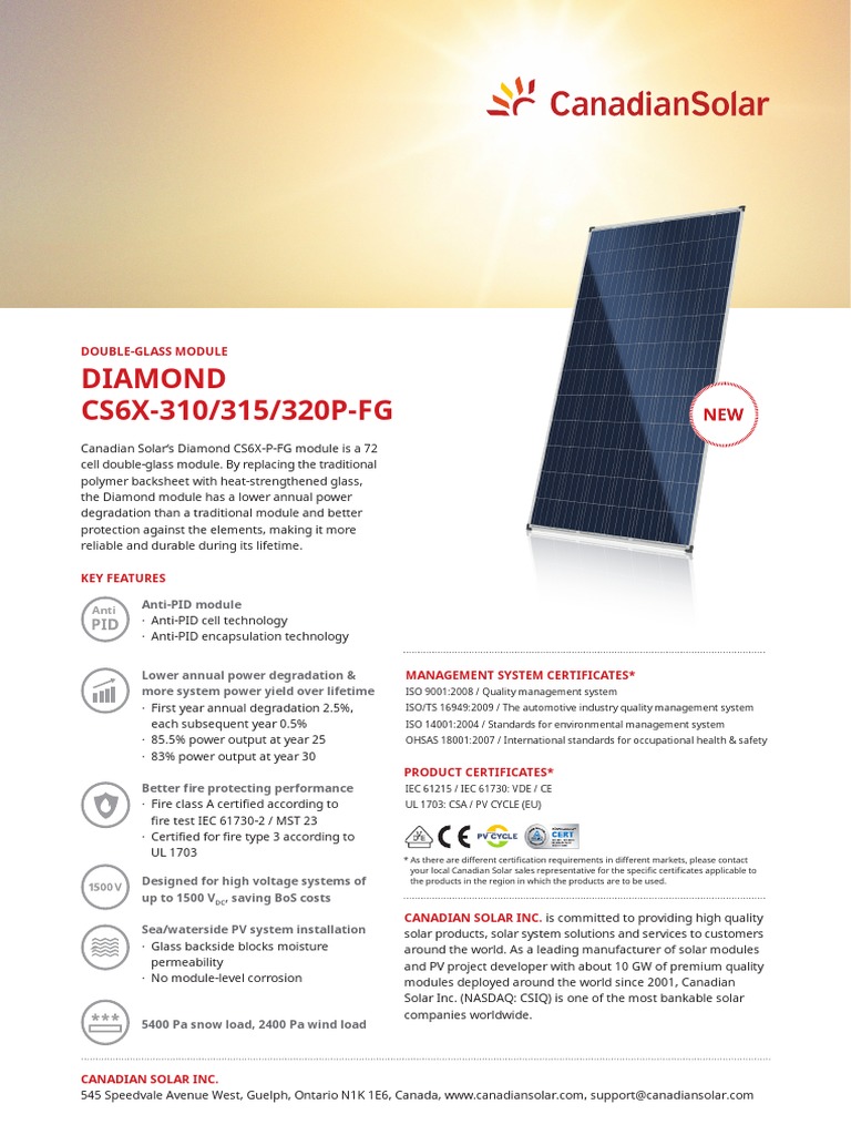 Canadian Solar Datasheet CS6XPFG Diamond v5.3 en | PDF | Solar Panel ...
