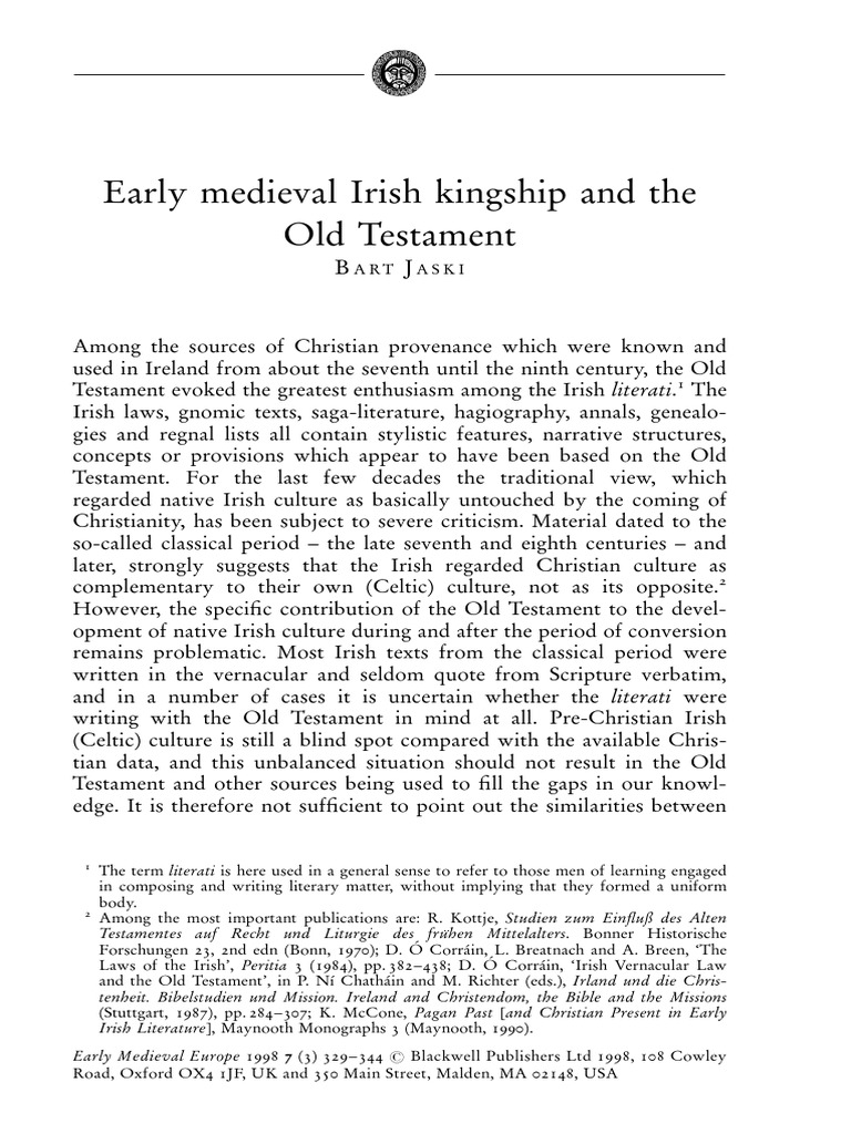 Early Medieval Irish Kingship and The Ol | PDF | Ireland | Jacob