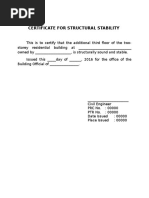 Certificate of Structural Stability On Existing Structure | PDF | Beam ...