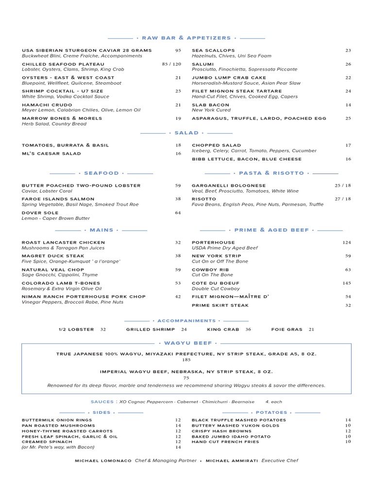 Porter House Bar and Grill - New Dinner Menu - As of 3-25-2016 | PDF