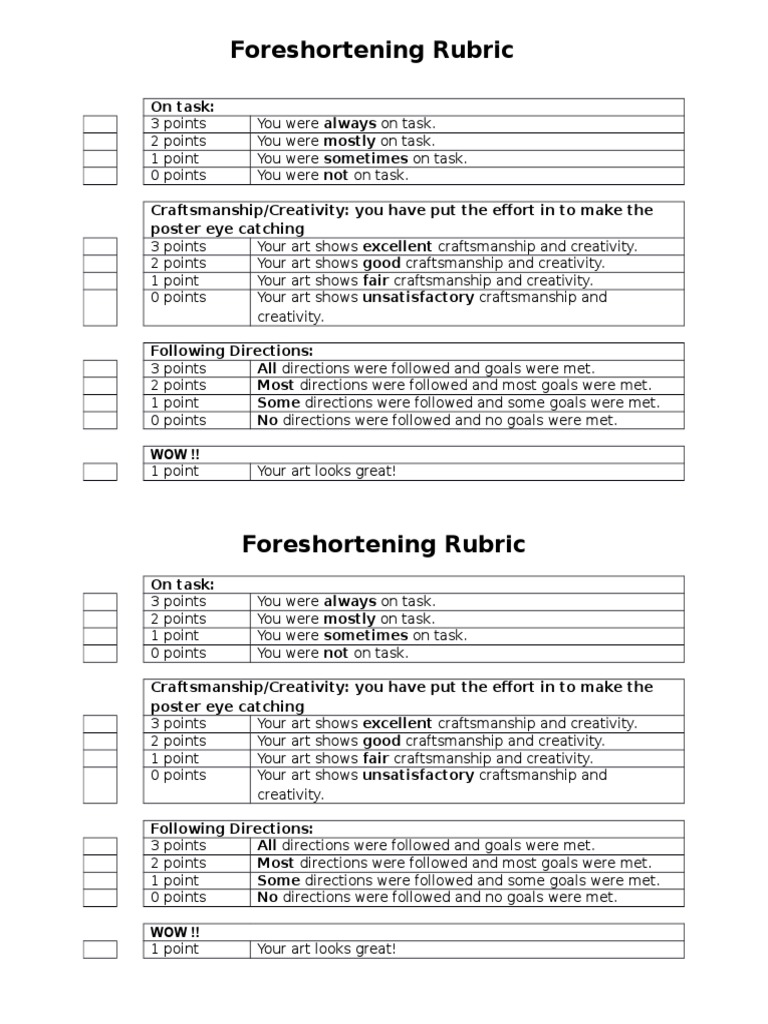 Art Rubric | PDF | Self-Improvement