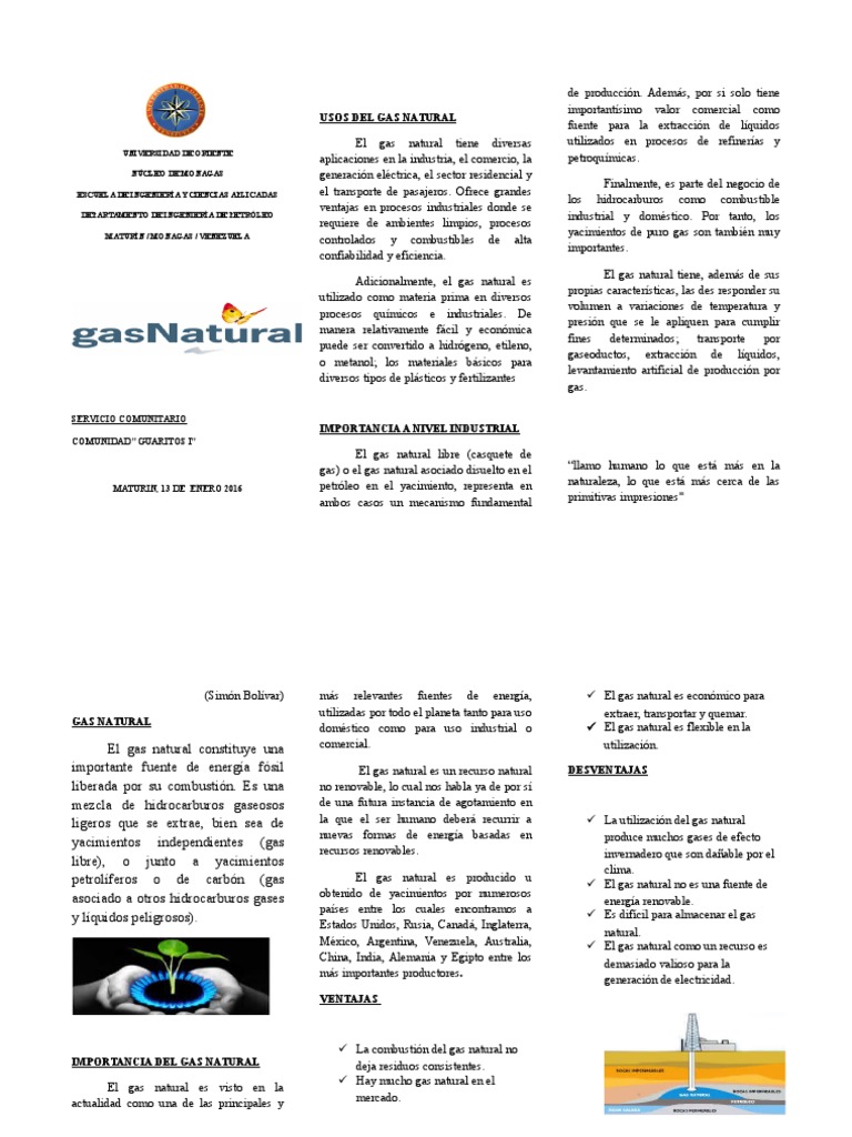 Triptico Gas Natural | PDF | Gas natural | Petróleo Triptico Gas Natural | PDF | Gas natural | Petróleo