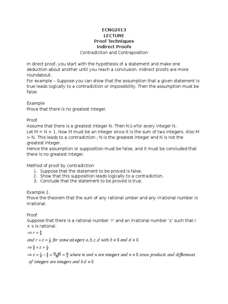 Indirect Proofs | PDF | Mathematical Proof | Logic